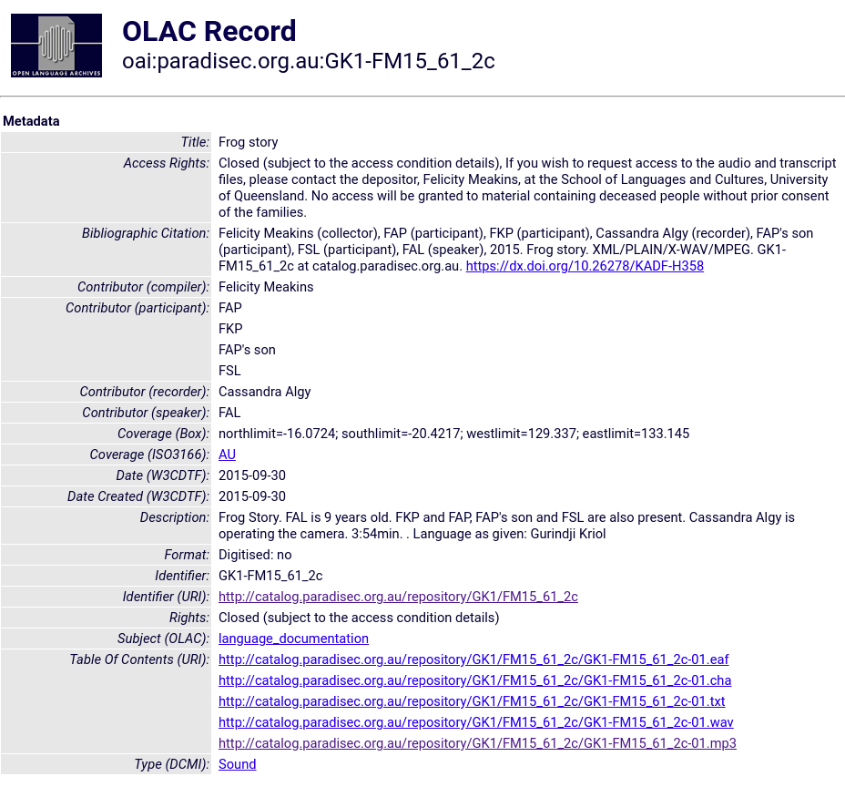 PARADISEC OLAC Records and Rights | Hugh's Curriculum Vitae