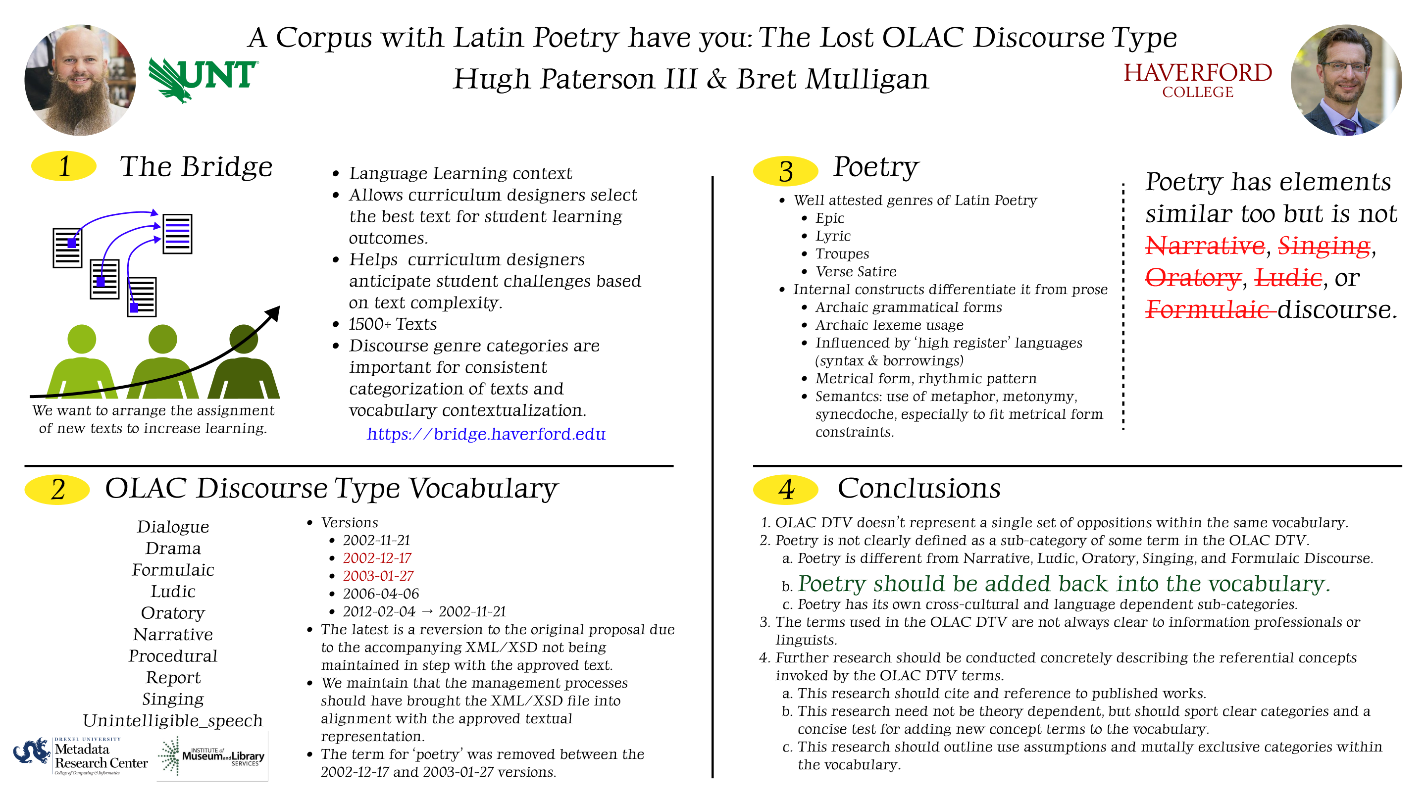 A Corpus with Latin Poetry have you: The Lost OLAC Discourse Type ...